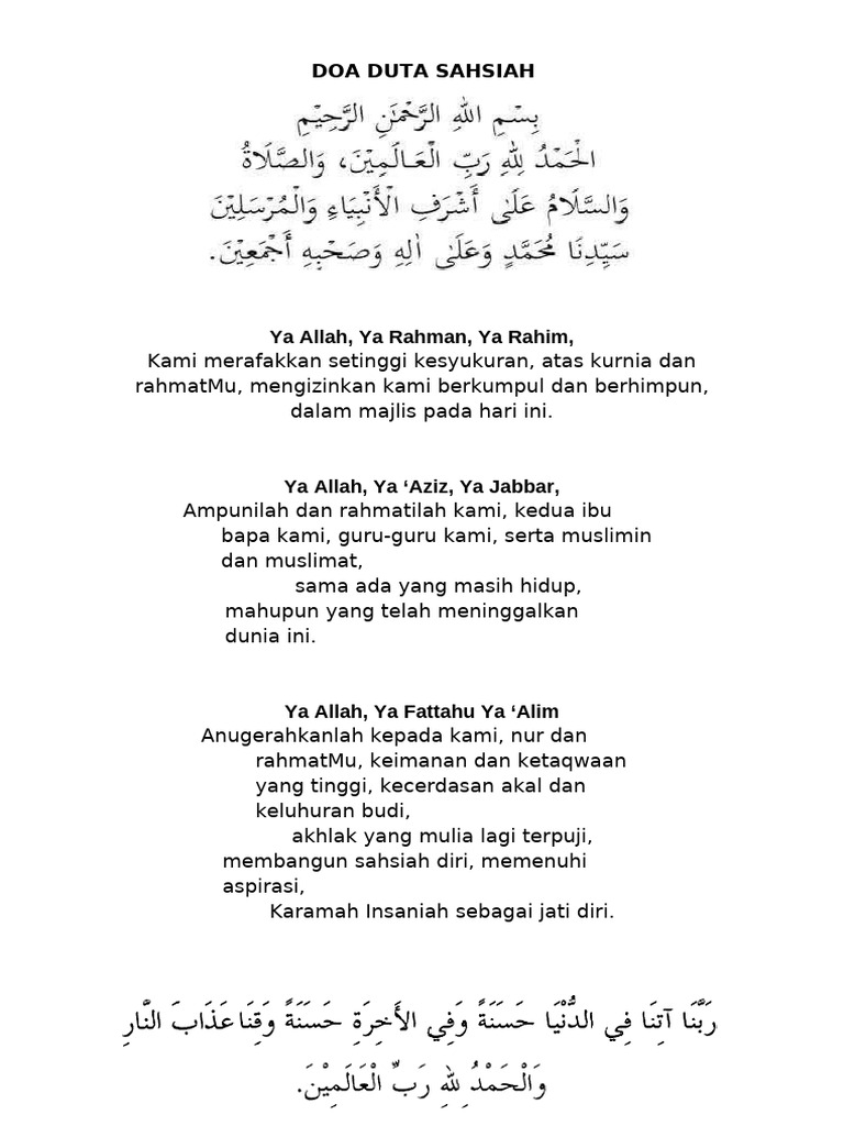 Doa Duta Sahsiah: Keimanan dan Ketaqwaan | PDF
