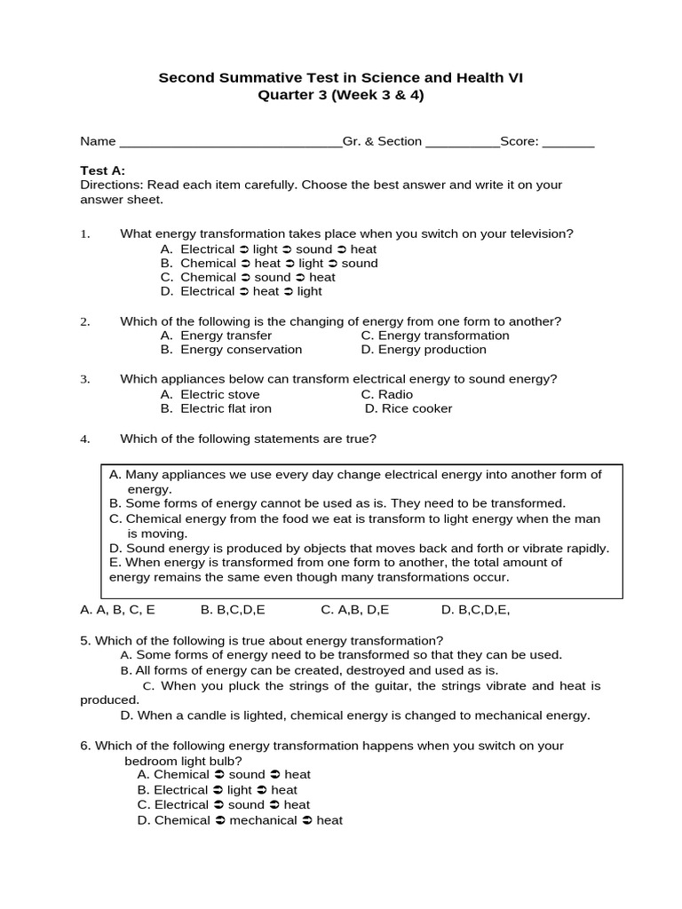 2nd ST Q3 Science 6 1 | PDF | Heat | String Instruments