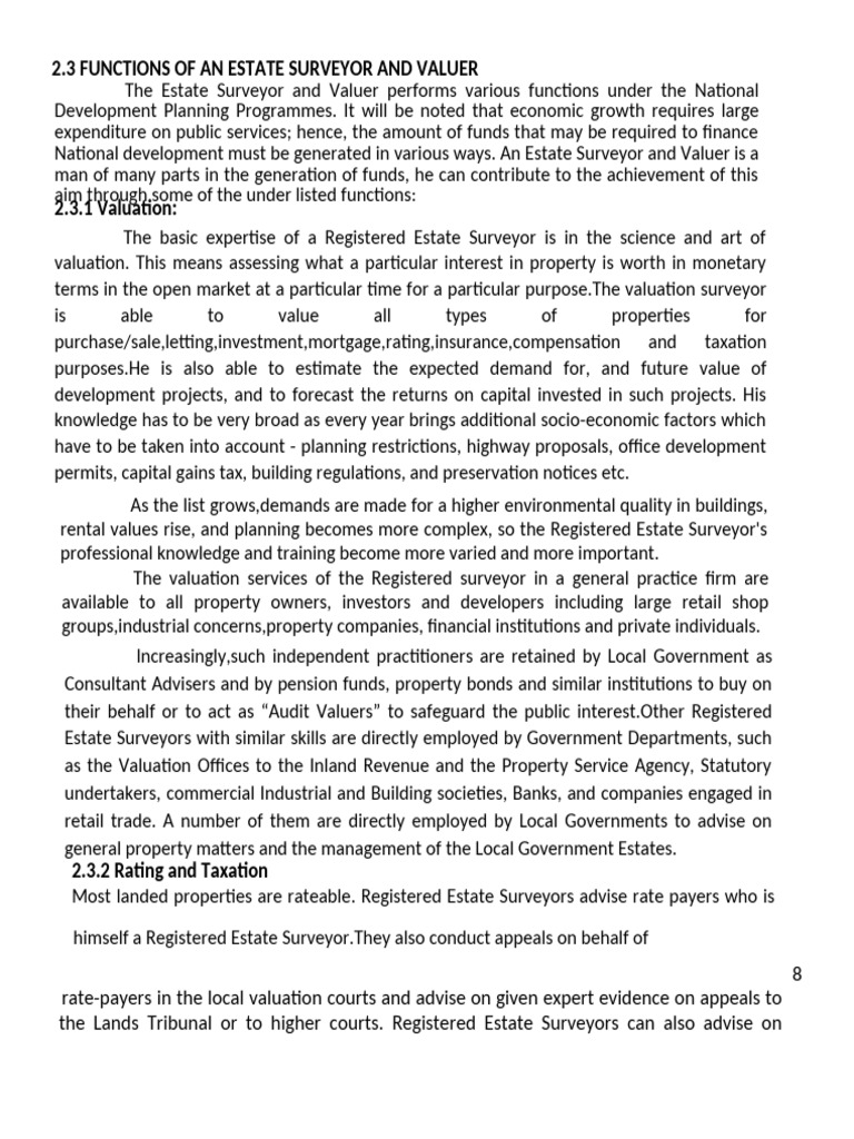 Functions of Estate Surveyors in Nigeria | PDF | Real Estate Appraisal ...