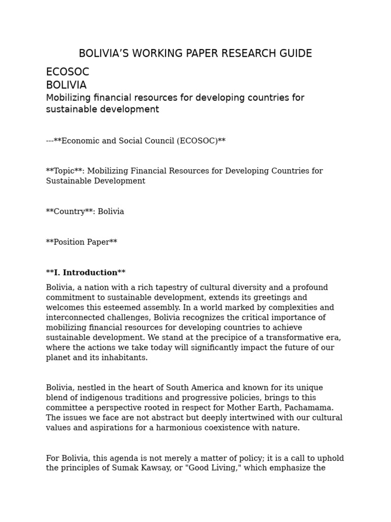 Working Paper Bolivia Research Material | PDF | Sustainability ...