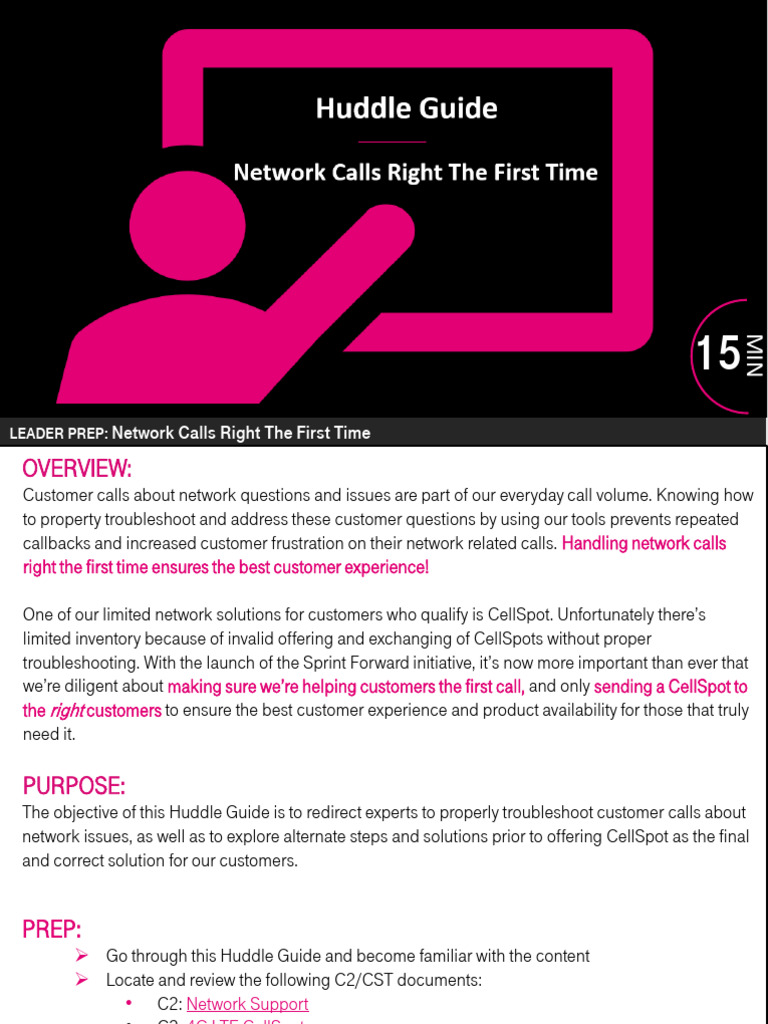 Huddle Guide Network Calls Rightv3 | PDF | Troubleshooting | Wi Fi