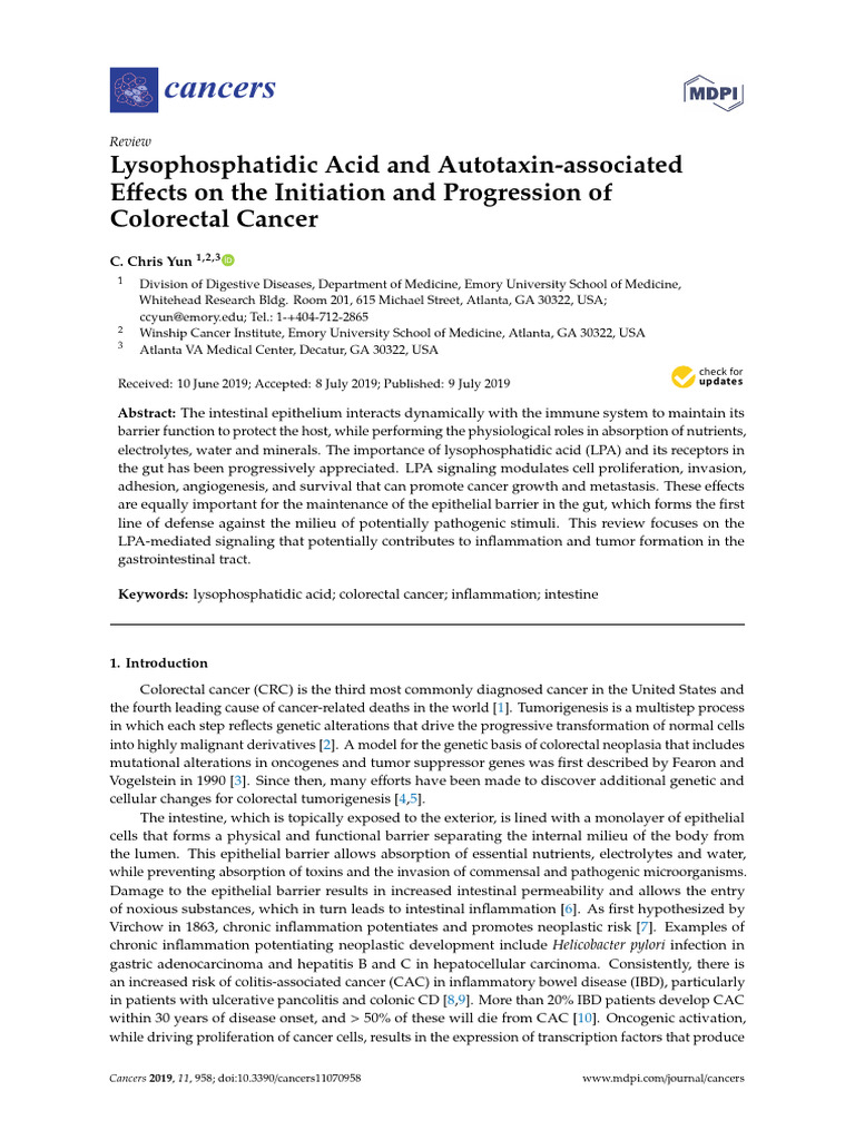 LPA's Role in Colorectal Cancer Progression | PDF | Cancer | Carcinogenesis