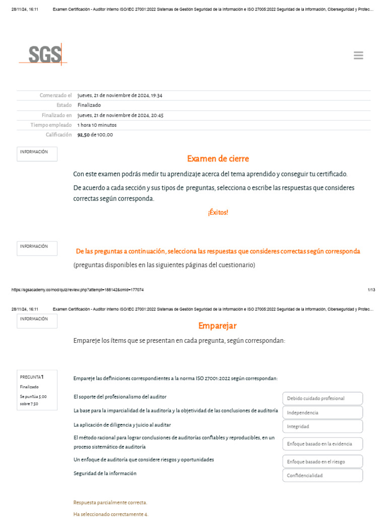 Examen Certificación - Auditor Interno ISO IEC 27001 2022 | PDF | La seguridad informática ...