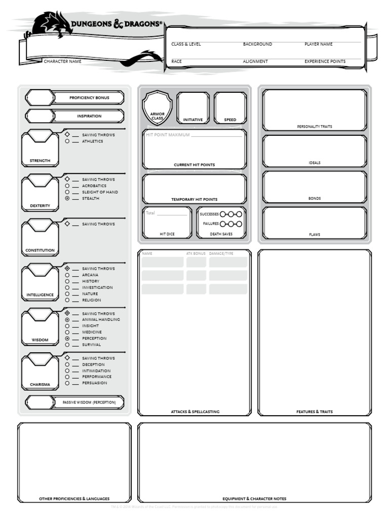D&D Character Sheet Template | PDF | Role Playing | Gaming