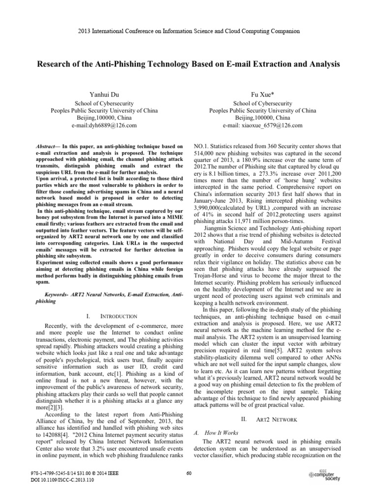 Research Of The Anti Phishing Technology Based On E Mail Extraction And Analysis Pdf 