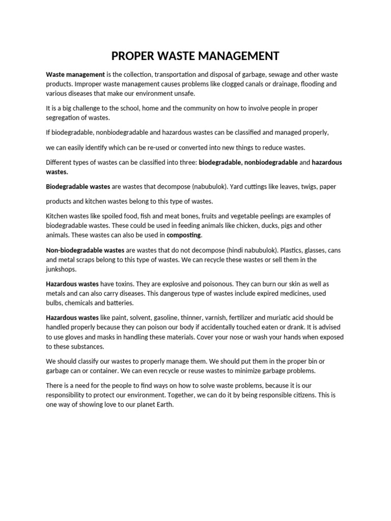 Proper Waste Management | PDF