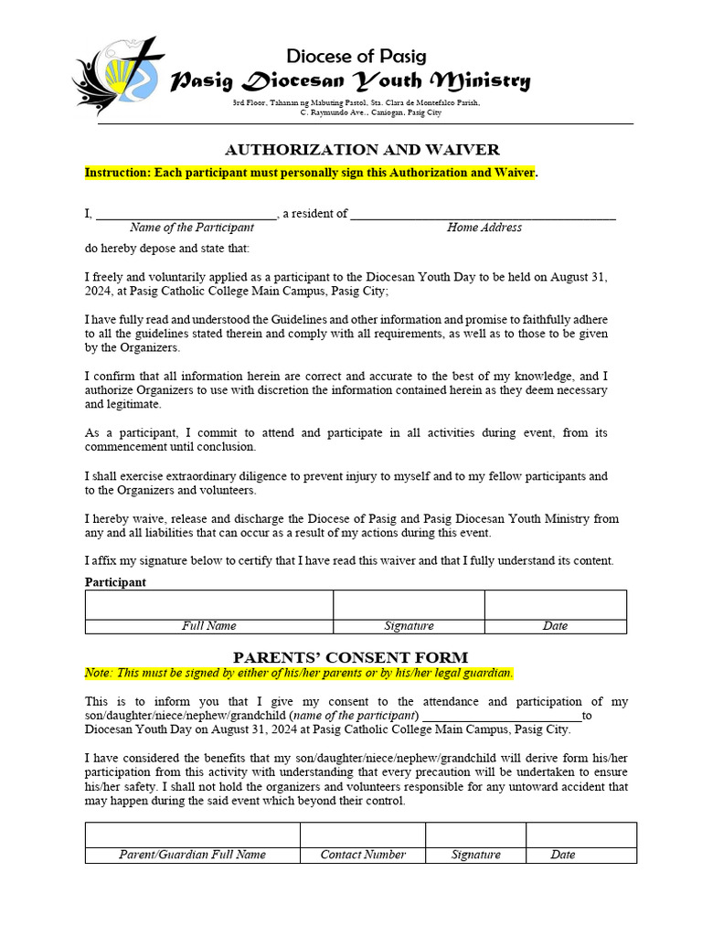 DYD2024 Authorization and Waiver | PDF | Justice | Crime & Violence