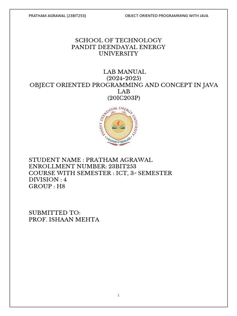 Java OOP Lab Manual for ICT Students | PDF | Computer Program | Programming