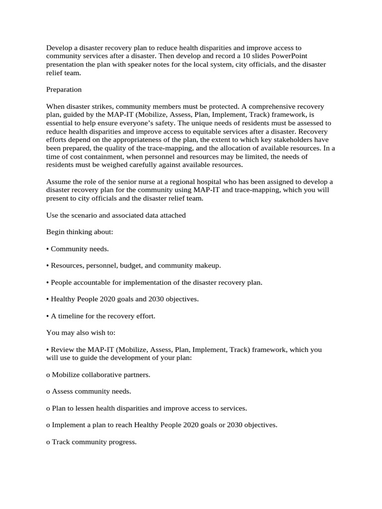 MAP-IT Disaster Recovery Plan Overview | PDF | Health Equity ...