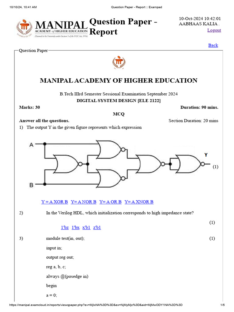 Question Paper - Report - Exampad | PDF | Electronic Engineering ...