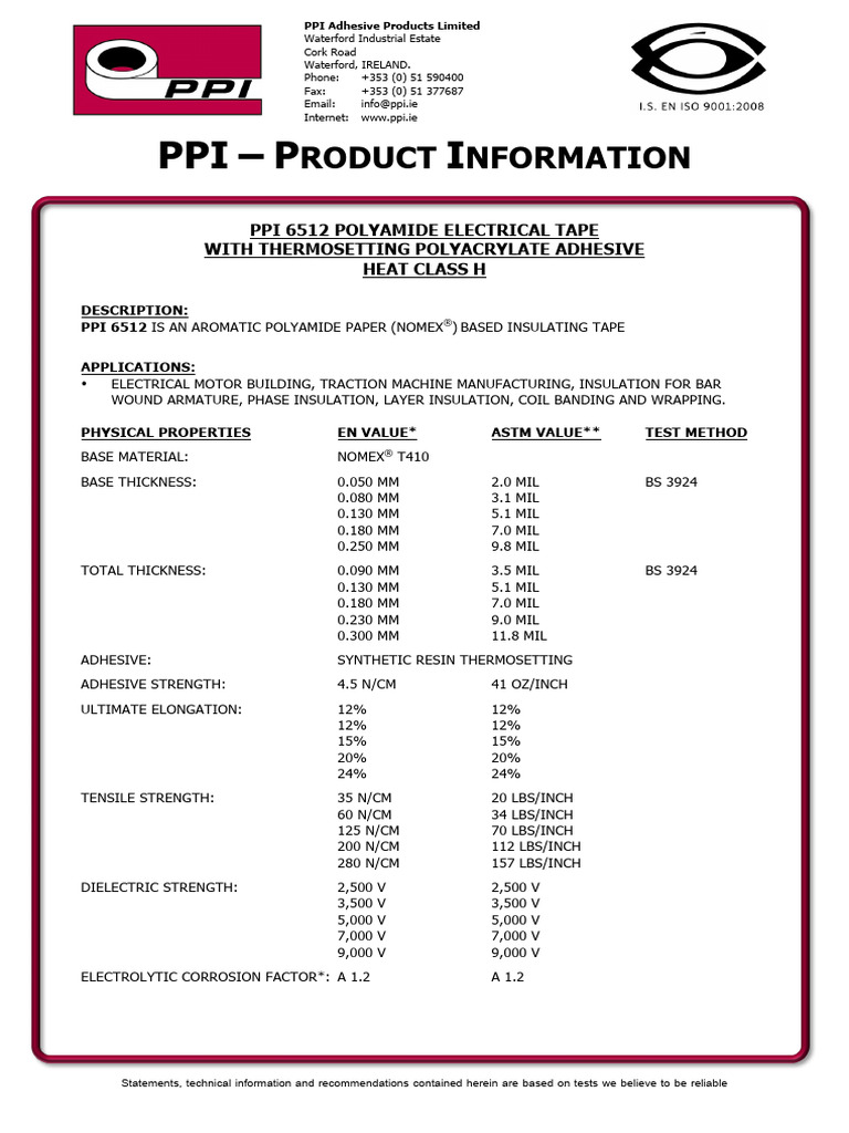 PPI 6512 Product Information-Datasheet | PDF | Adhesive | Materials