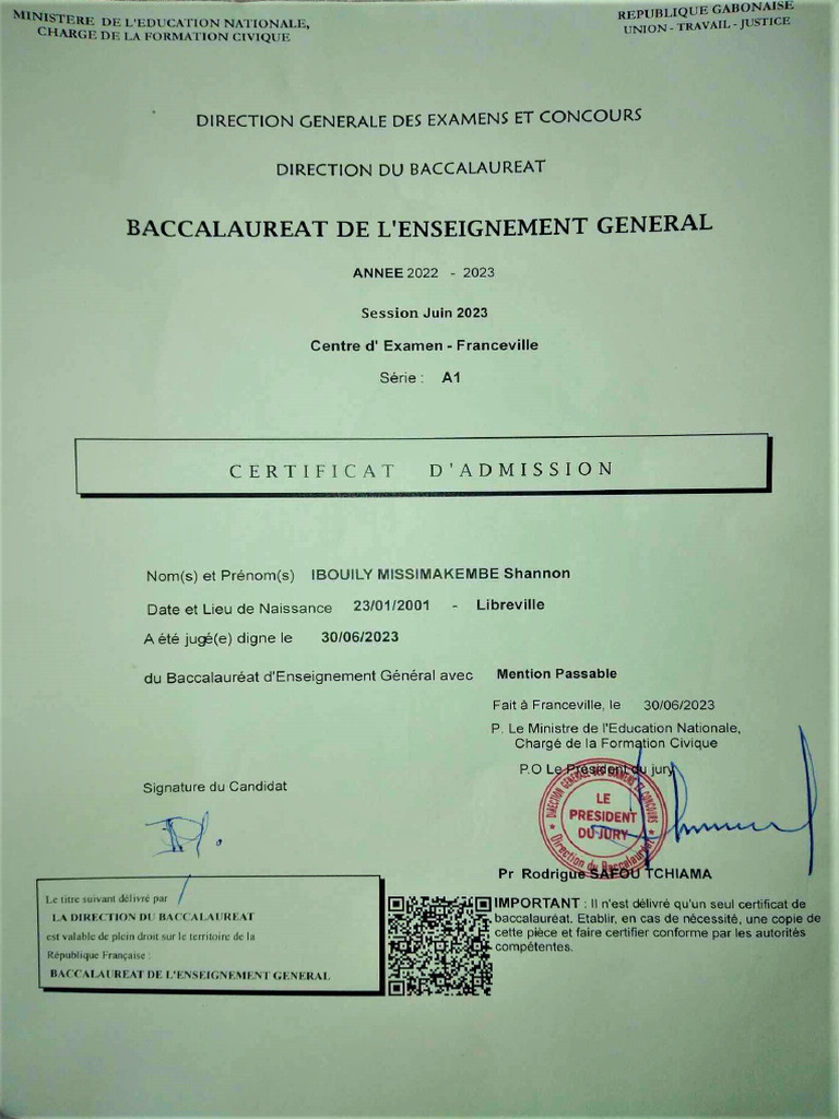 Certificat Du Bac (2) | PDF
