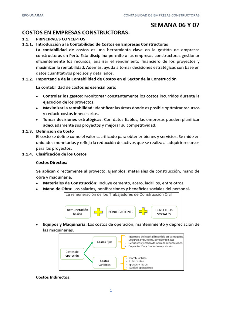 Semana 06 y 07 Costos en Empresas Constructoras | PDF | Presupuesto | Business
