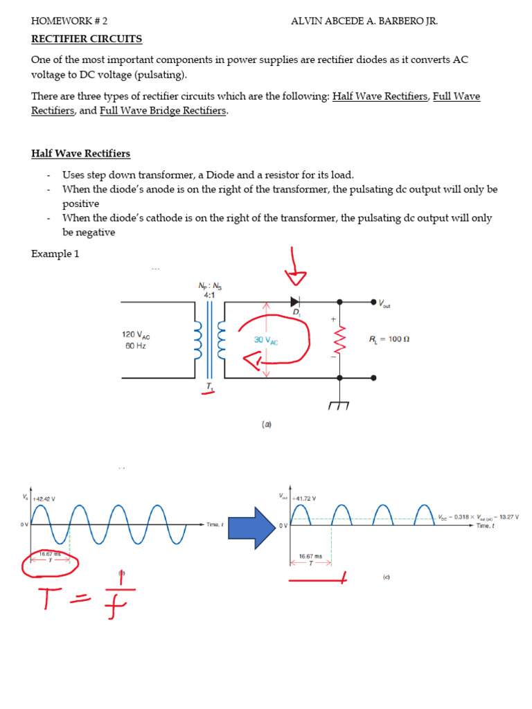 Rectifier Circuit Calculations | PDF | Rectifier | Diode