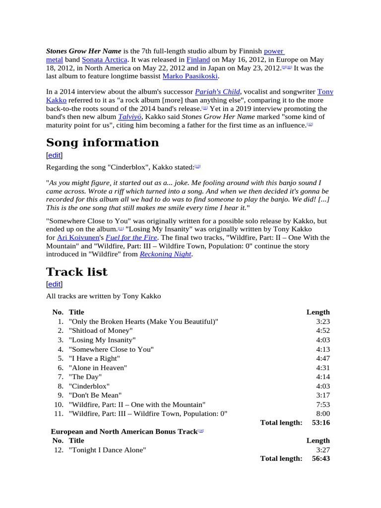 Stones Grow Her Name | PDF | Rock Albums | Heavy Metal Music