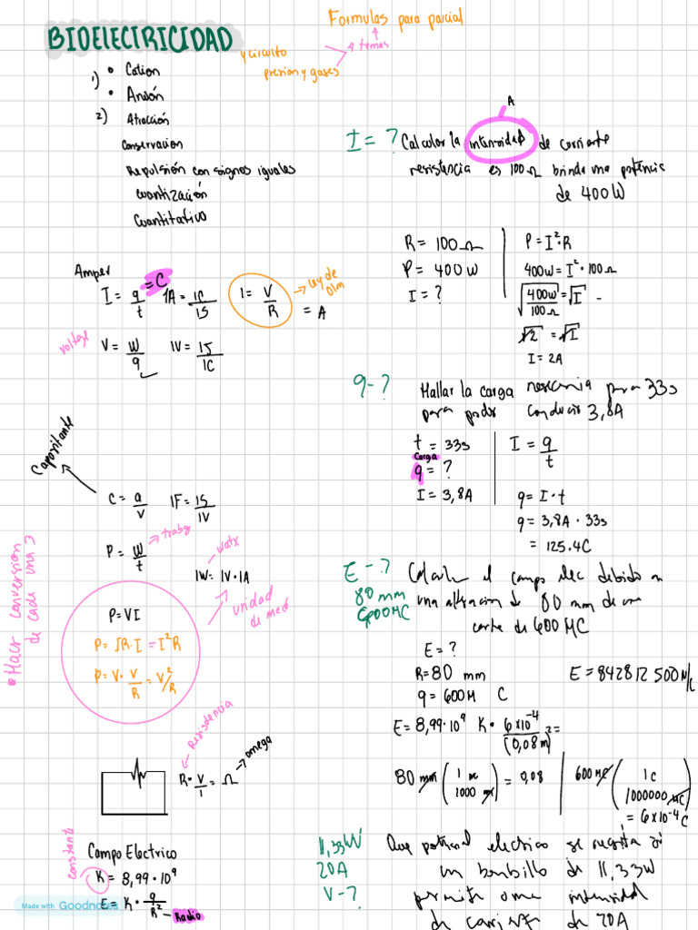 Fórmulas de Bidelectricidad y Circuitos | PDF | Electricidad | Electromagnetismo