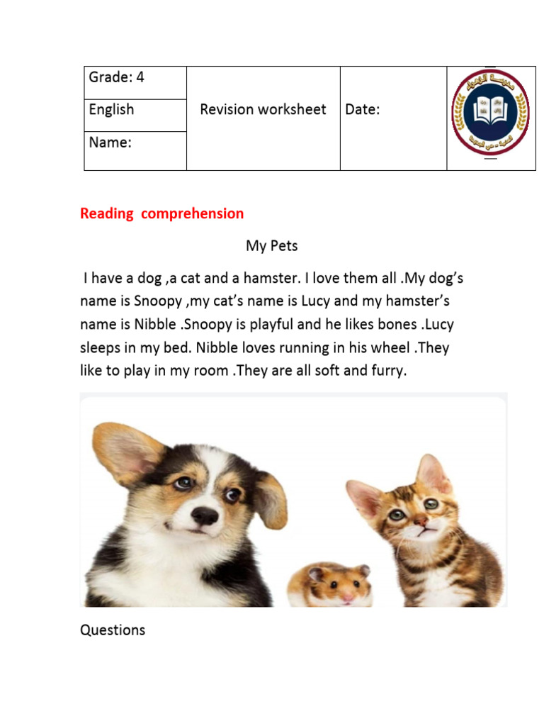 Grade 4 English Revision Worksheet | PDF