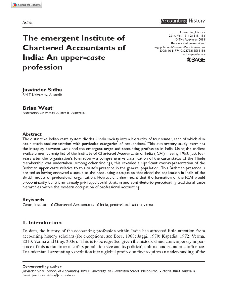 The Emergent Institute of Chartered Accountants of India: An Upper ...