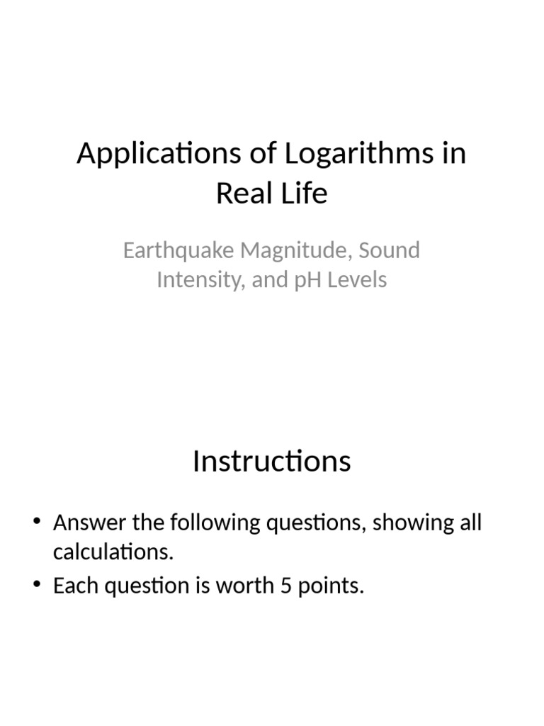 Applications of Logarithms | PDF