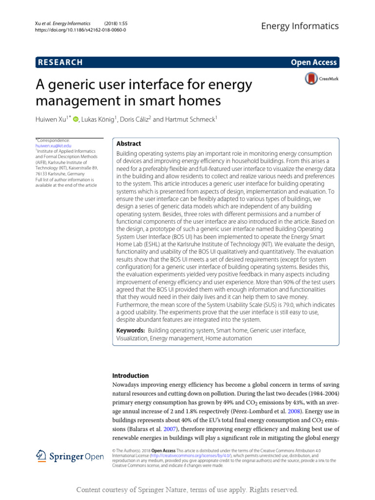 A Generic User Interface For Energy Management in | PDF | Graphical ...