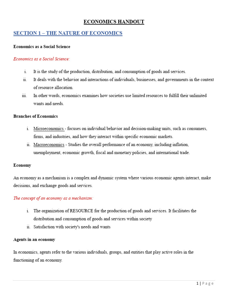 Economics Handout | PDF | Economic Equilibrium | Demand