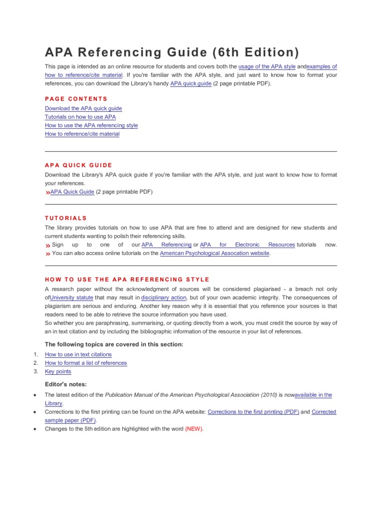APA Referencing Guide Quick Overview | PDF | Thesis | Citation