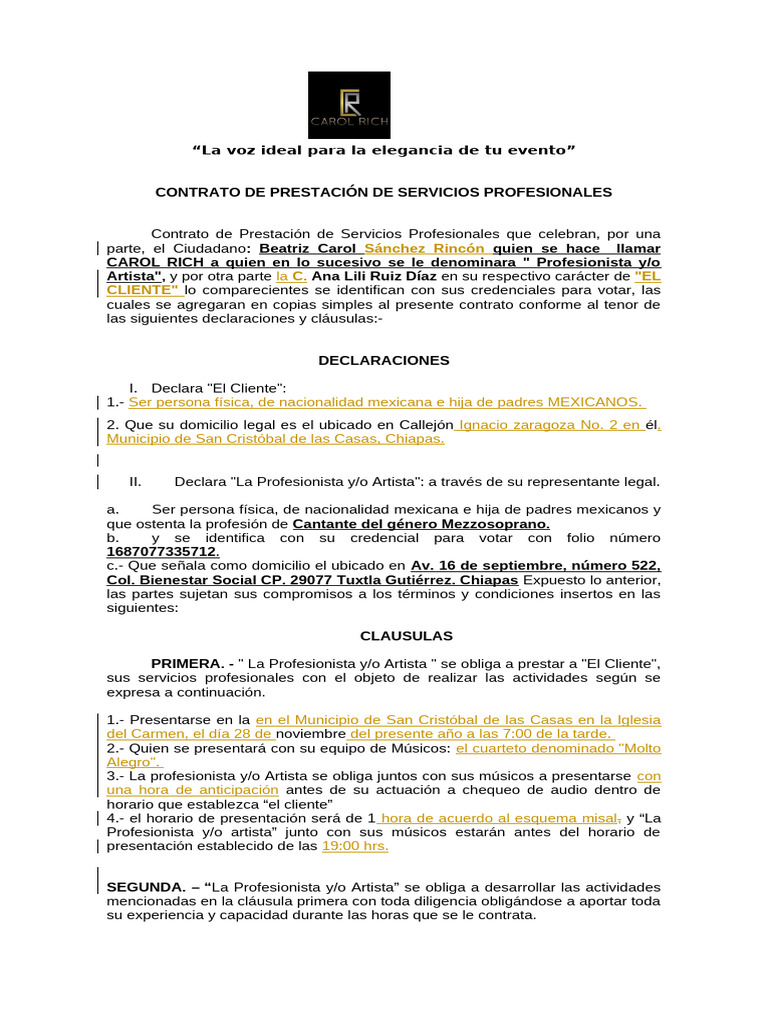 Contrato CR Misas 2 | PDF