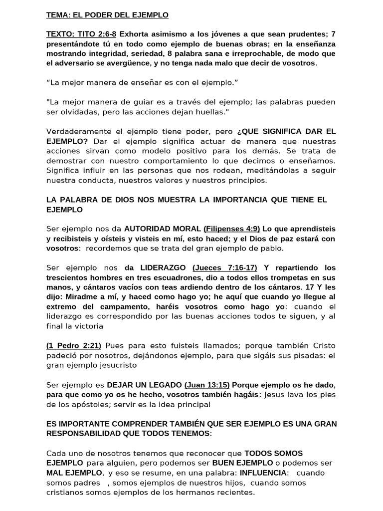 El Poder Del Ejemplo | PDF | Cristo (título) | Jesús