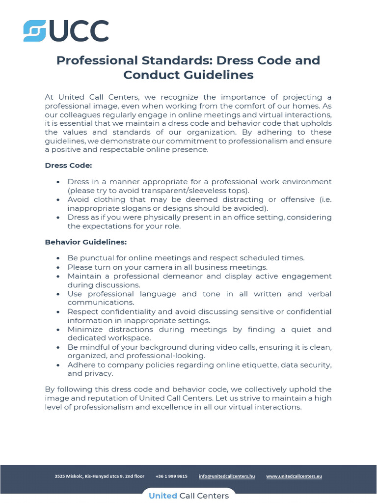 Professional Standards - Dress Code and Conduct Guidelines - 25072023 ...