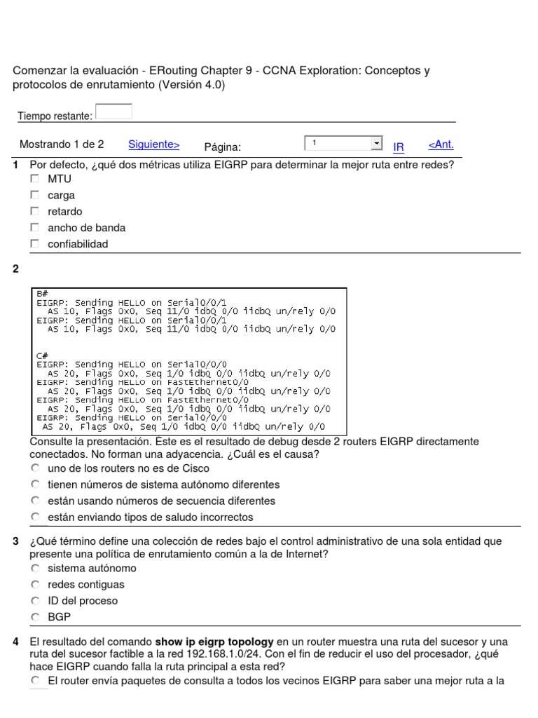 Examen Capitulo 9 | PDF | Enrutador (Computación) | Enrutamiento