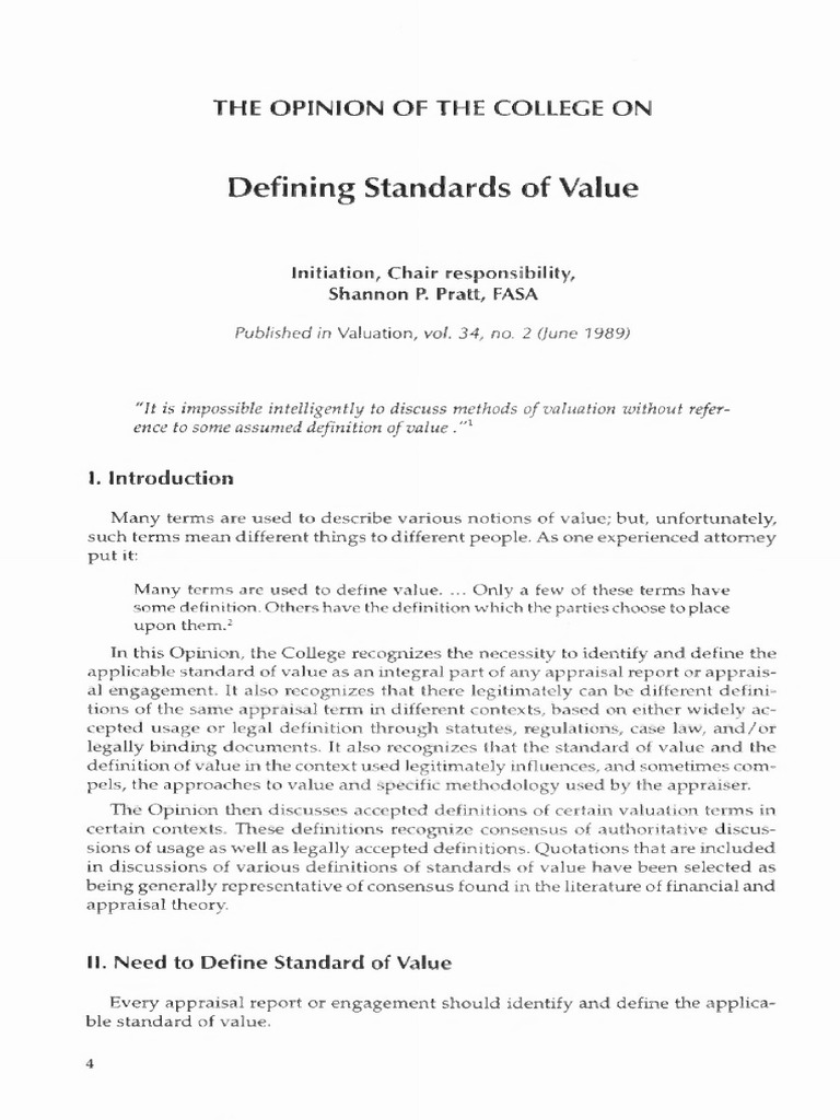 7335 Defining Standards of Value | PDF | Market Value | Book Value