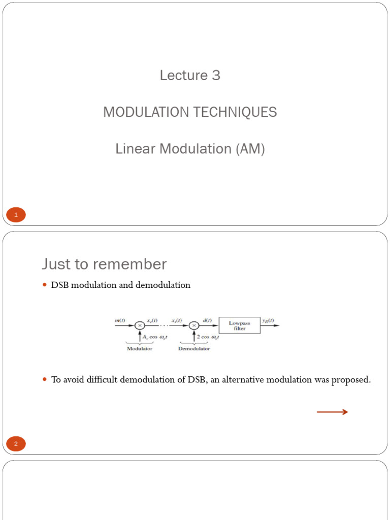 Lecture 3 AM Modulation | PDF | Detector (Radio) | Modulation Lecture 3 AM Modulation | PDF | Detector (Radio) | Modulation