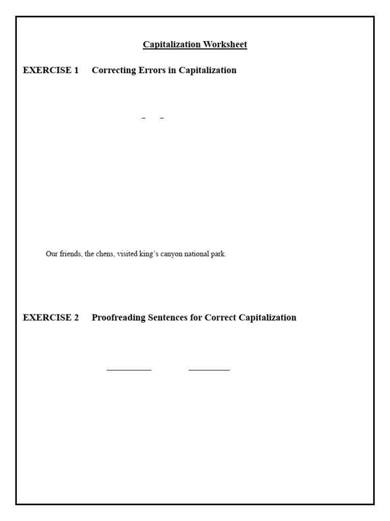 Capitalization Worksheet | PDF Capitalization Worksheet | PDF