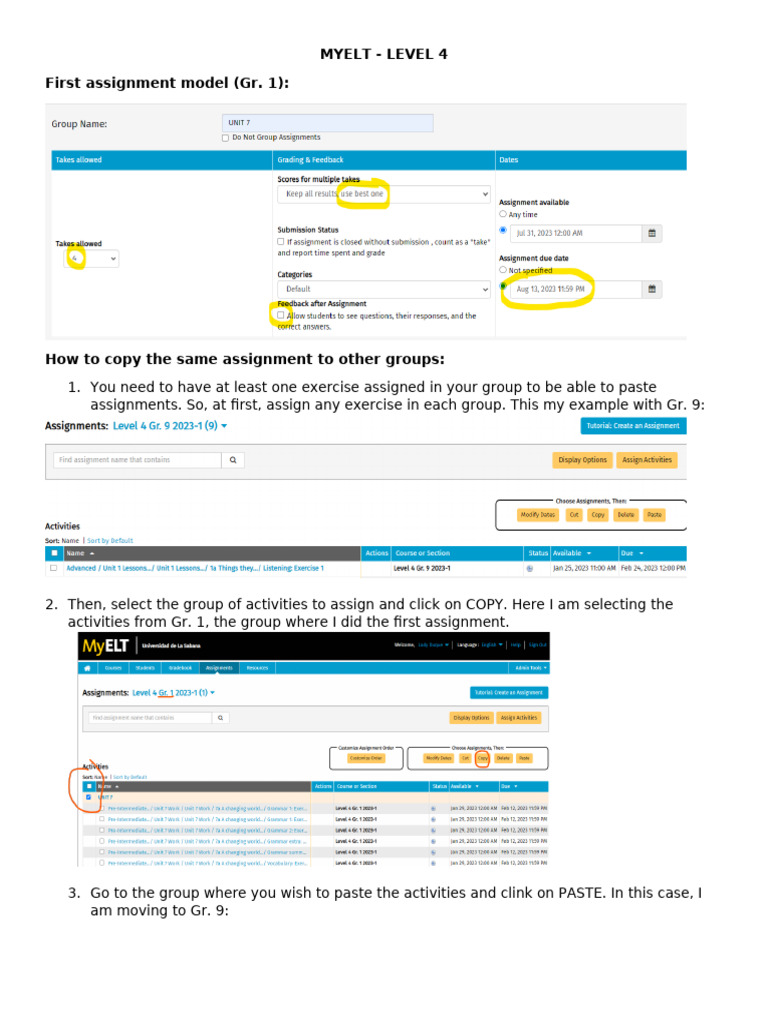 Suggested Activities MYELT Level 4 Unit 7 | PDF