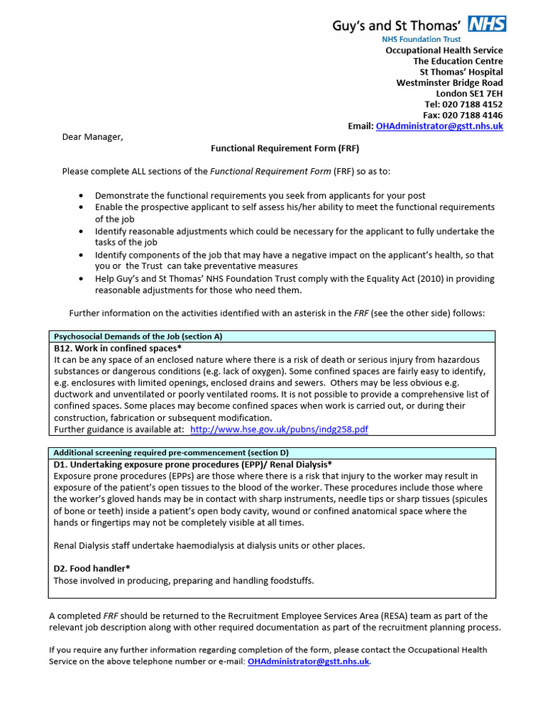 196-MED4642 - Functional Requirement Form | PDF | Hazards ...