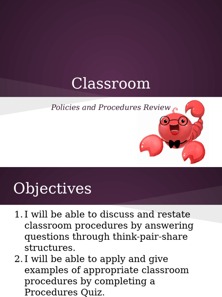 Classroom Policies and Procedures Guide | PDF