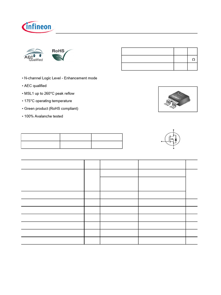 Infineon IPB180N04S4L 01 DataSheet v01 - 01 EN | PDF | Diode | Electrical Engineering