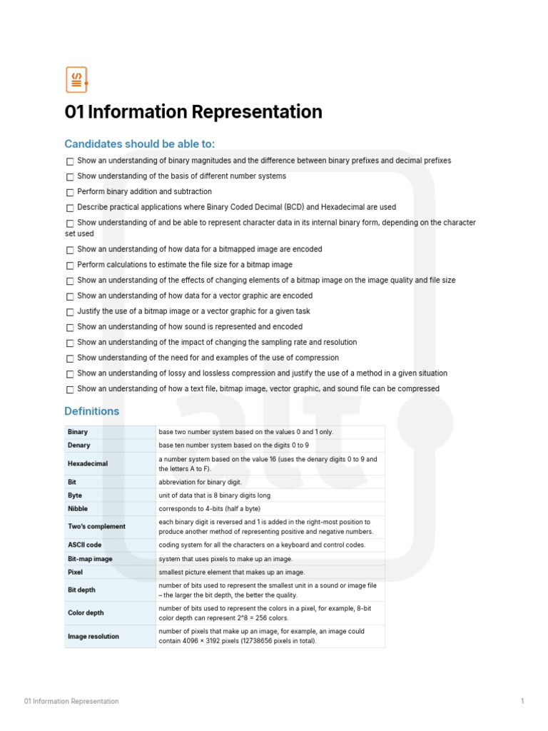 01 Information Representation | PDF | Data Compression | Pixel