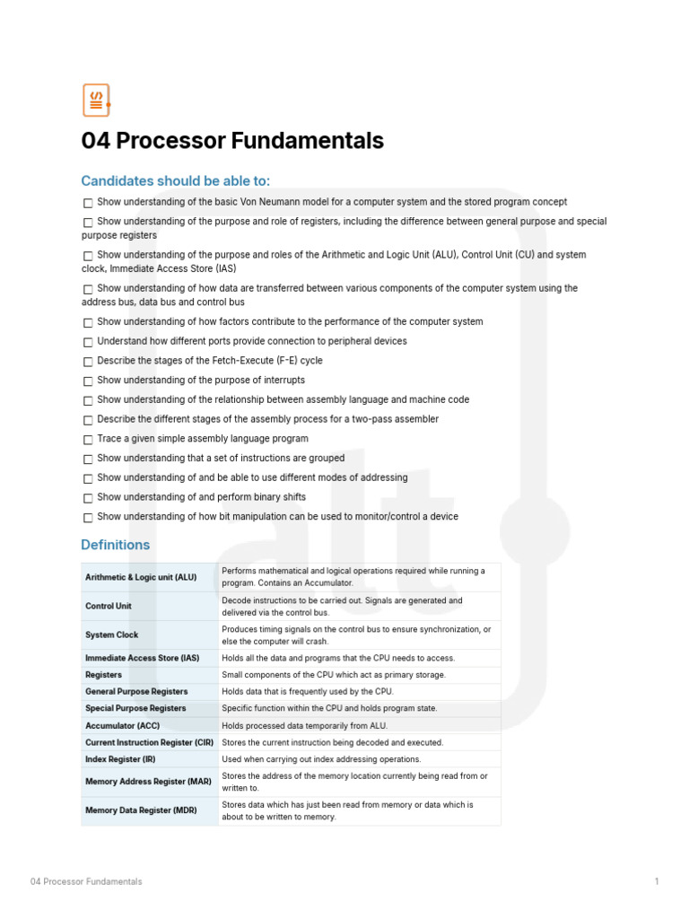 04 Processor Fundamentals | PDF | Central Processing Unit | Assembly Language