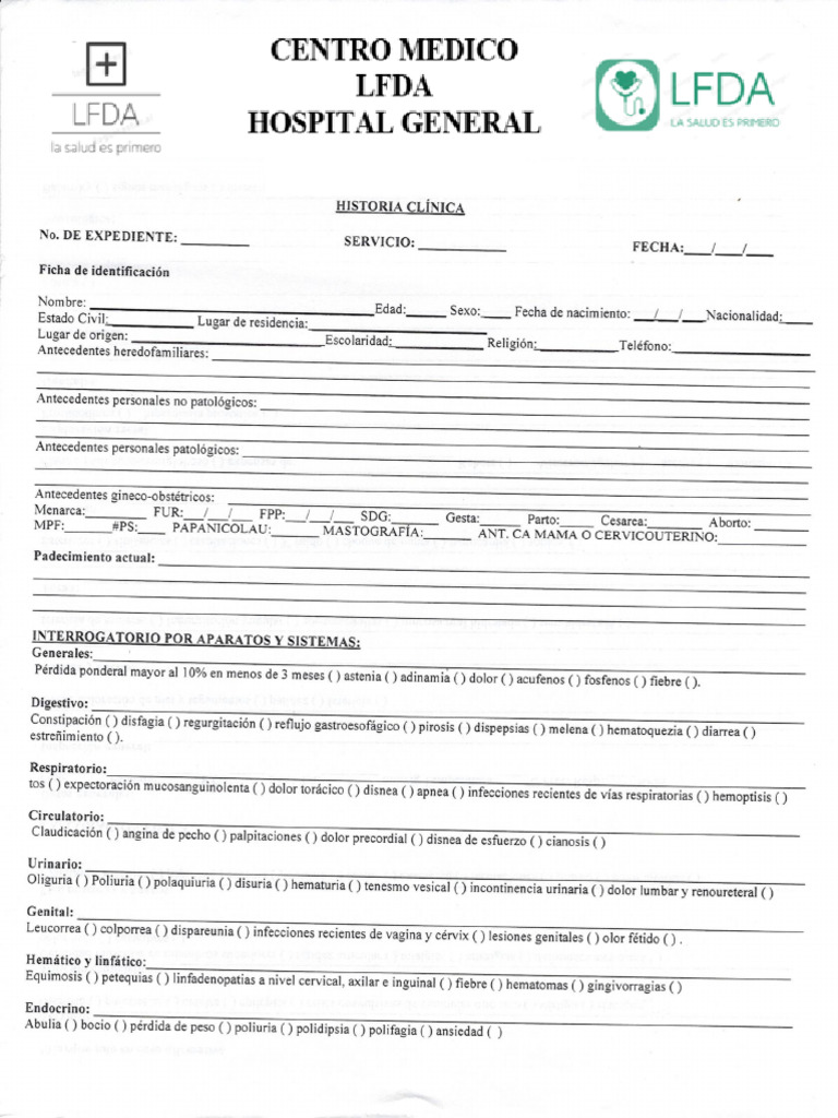 Historia Clinica LFDA | PDF