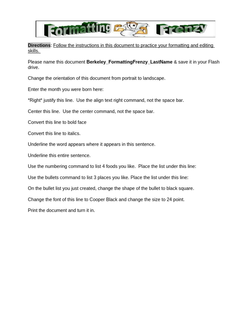 Formatting Frenzy 3rd 4th | PDF