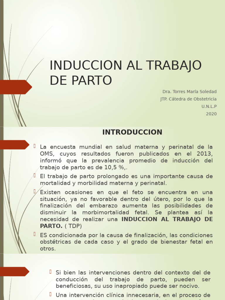 009 Induccion Al Trabajo de Parto y Cesarea | PDF | Parto | El embarazo