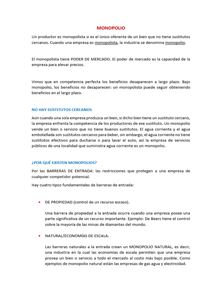 Clase 7.1 Monopolio Precio Único | PDF | Monopolio | Mercado (economía)