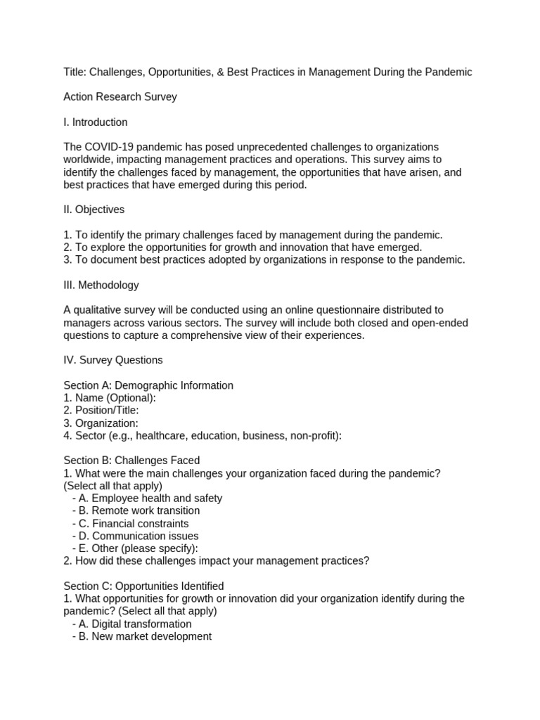 Sample Action Research Survey | PDF | Survey Methodology | Business