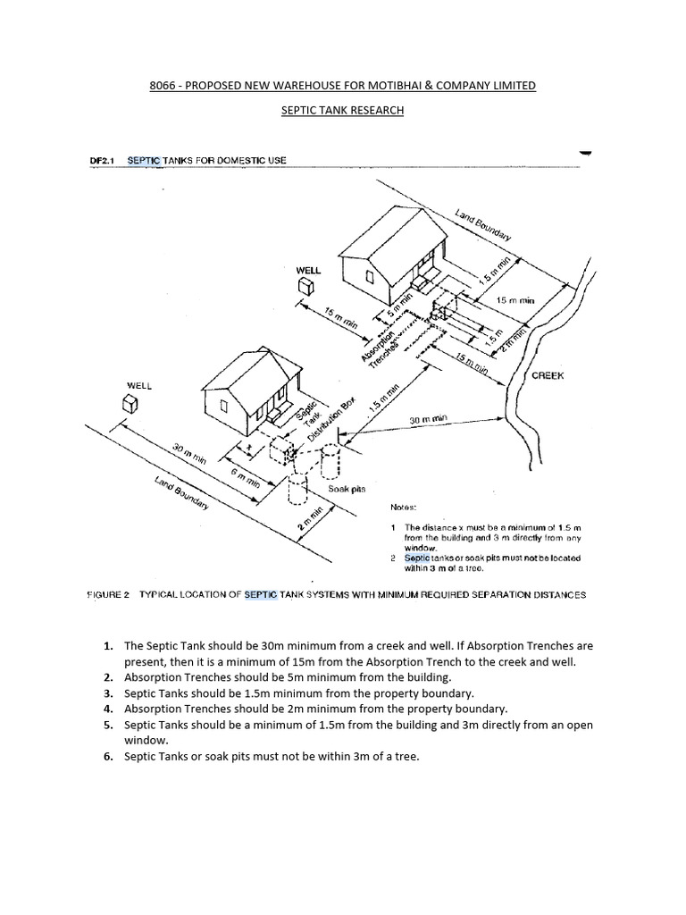 Septic Tank & Trench Guidelines | PDF