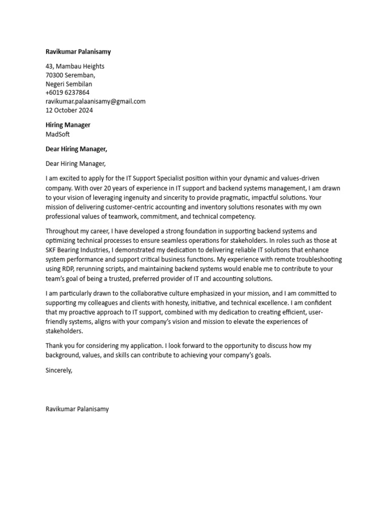 Cover Letter Sample | PDF