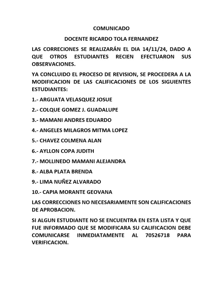 Comunicado III | PDF