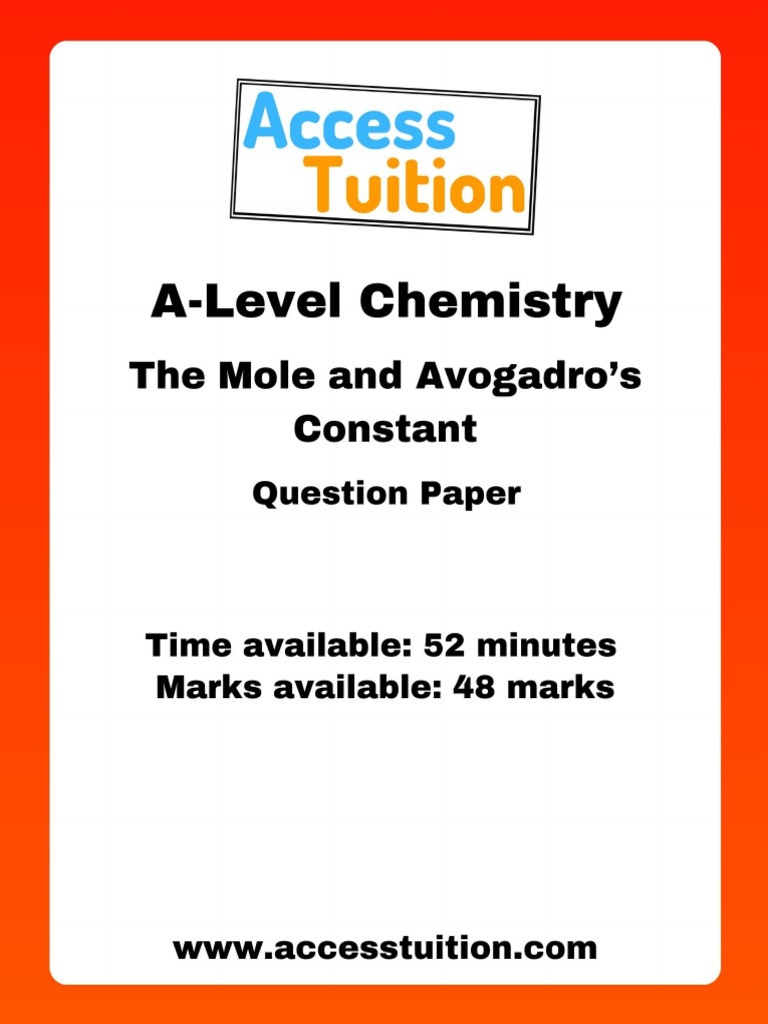 The Mole and Avogadros Constant QP | PDF | Zinc | Chemical Compounds