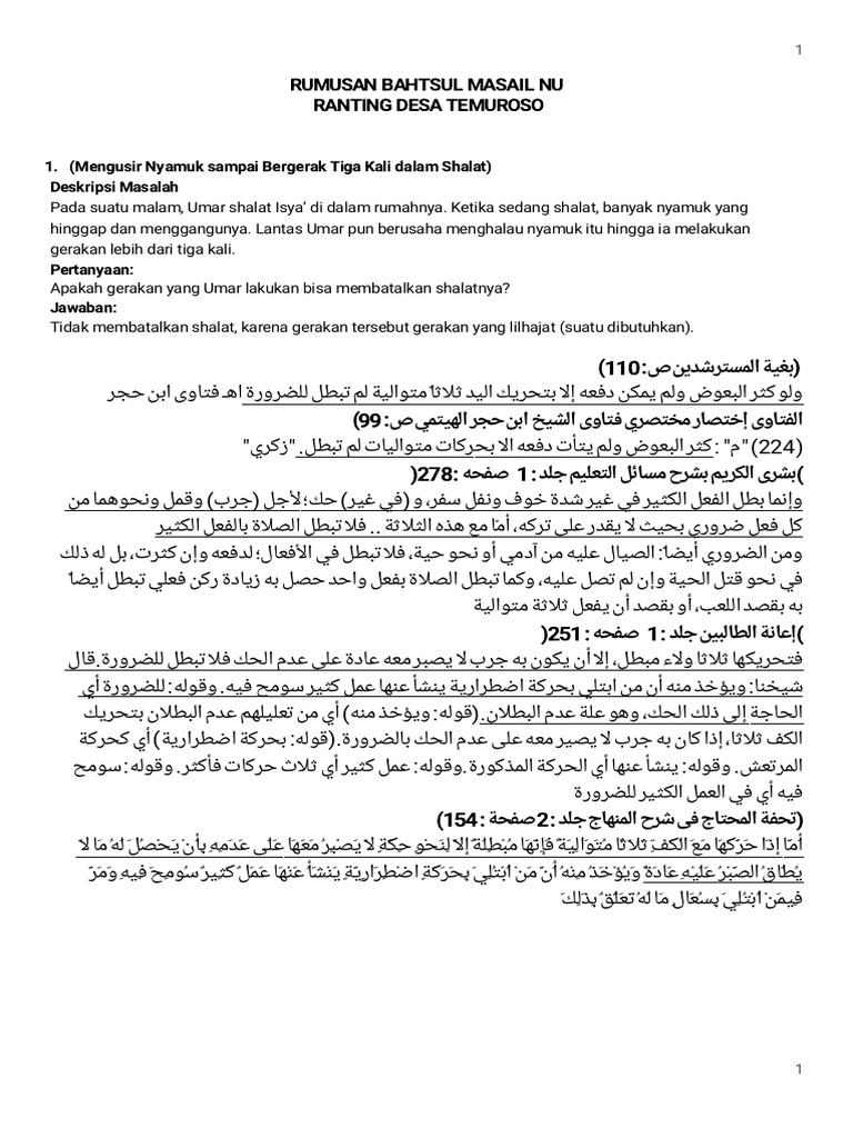 Rumusan Bahsul Rasail NUR Temuroso | PDF