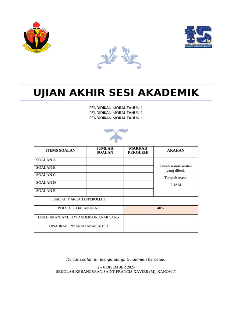 Muka Depan Upsa KM KSSRPK4 | PDF